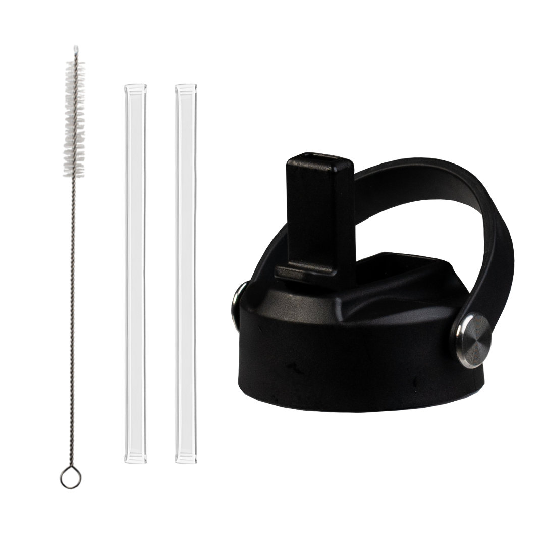 Black DOZZE Water Bottle Straw Lid