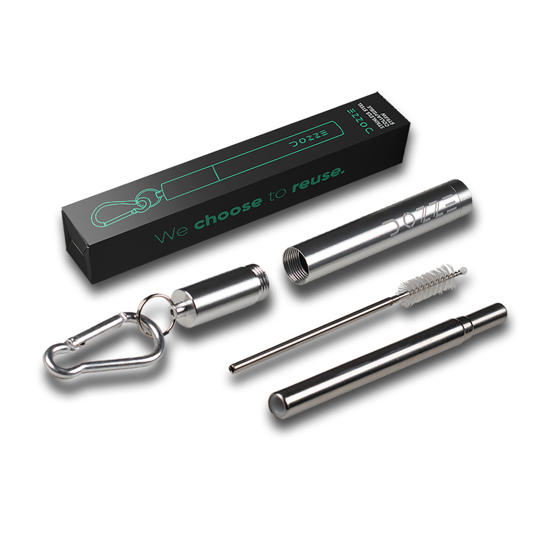 Platinum Gray DOZZE Stainless Steel Collapsible Straw